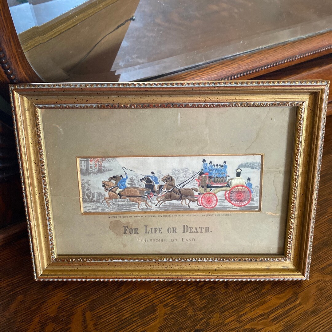 1890s Woven in Silk Stevengraph for Life or Death/ Thomas Stevens /by ...