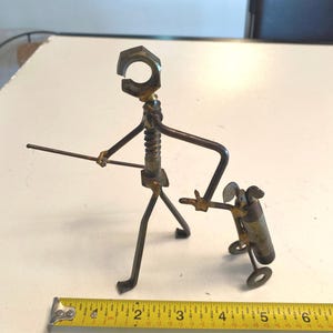 Vintage Metal Golfing Stick Figure//handmade Metal Figurine/ Fathers ...