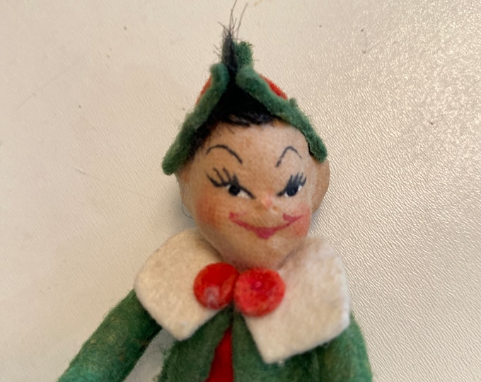 Tiny Town Felt Little Elf/ 1940s Elf Doll/ Dollhouse Tiny Town Doll ...