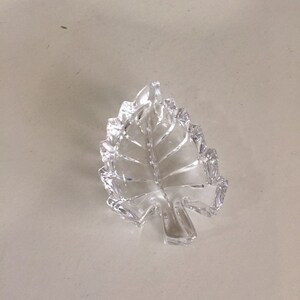 Crystal Glass Small Dish/lead Crystal Leaf Shaped Trinket Dish/ by ...