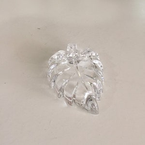 Crystal Glass Small Dish/lead Crystal Leaf Shaped Trinket Dish/ by ...