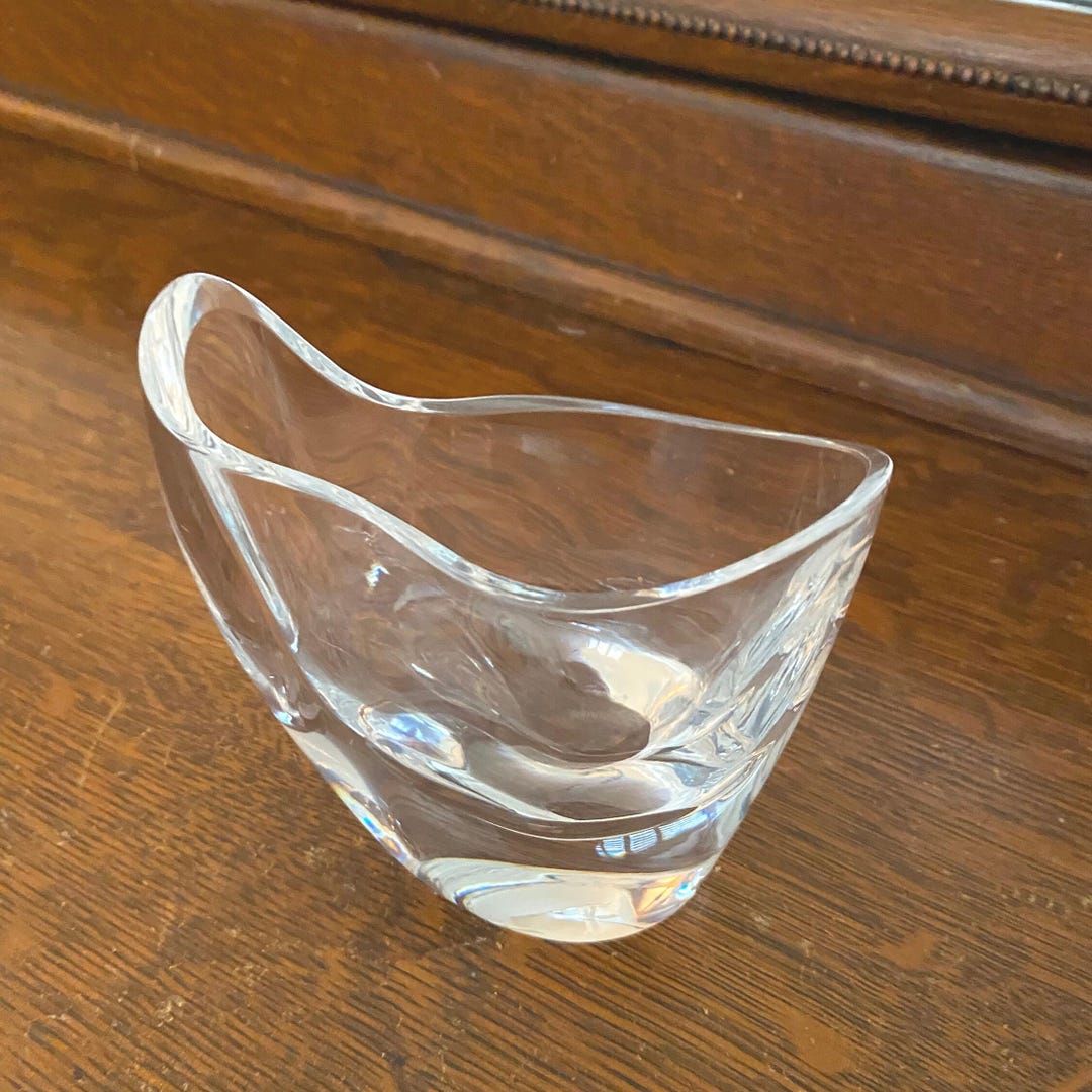 Nambe Vase/ Crystal Clear Glass Vase/modernist Small Bowl /by ...