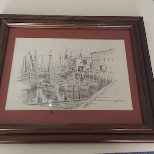 Jas F Murray Pencil Etching Wooden Frame/james Francis Murray New ...