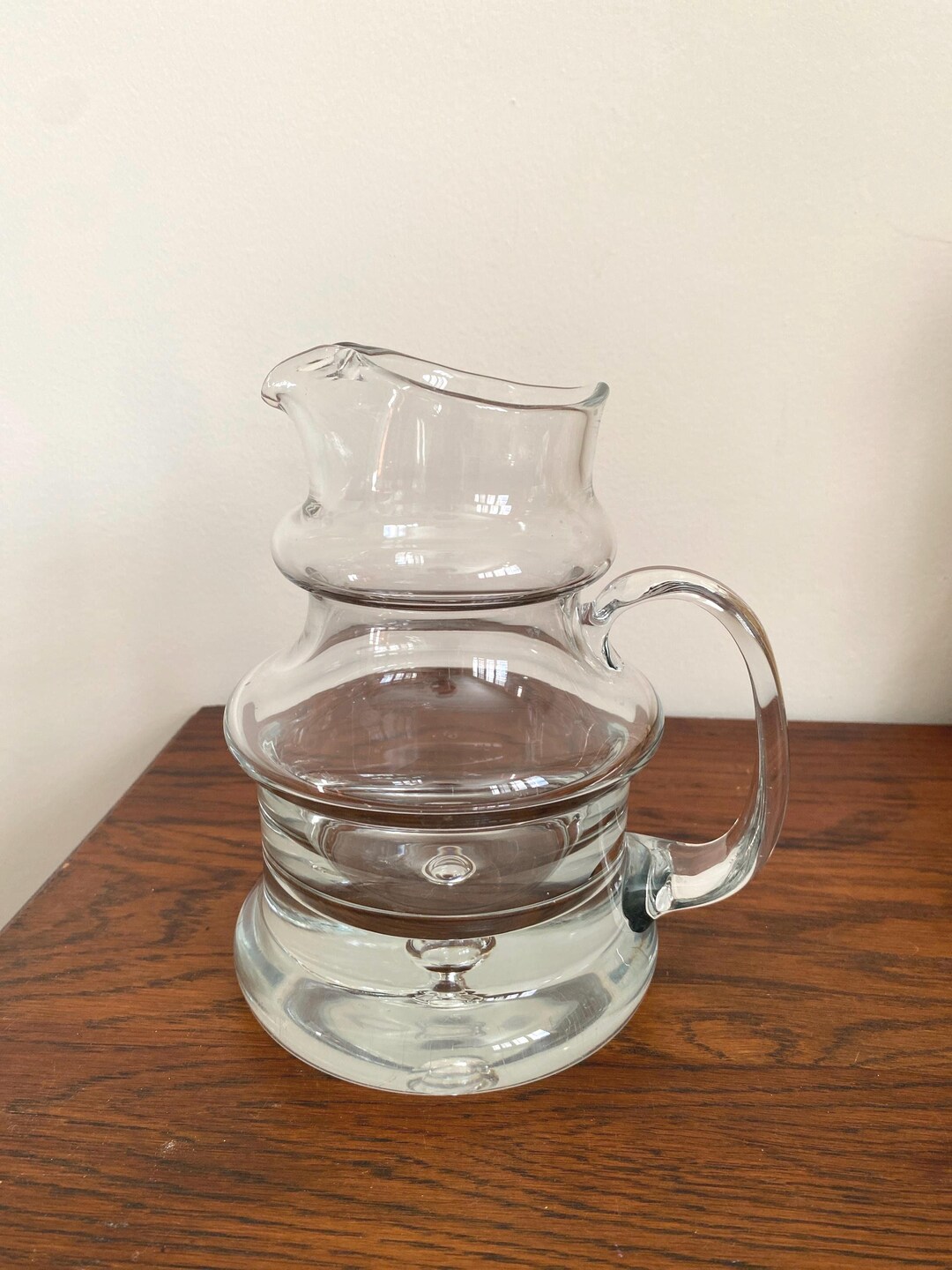 Dansk Pitcher/poland Glass Crystal Pitcher/air Bubble Base Design/ by ...