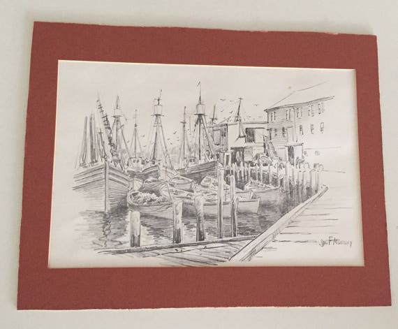 Jas F Murray Pencil Etching Wooden Frame/james Francis Murray | Etsy