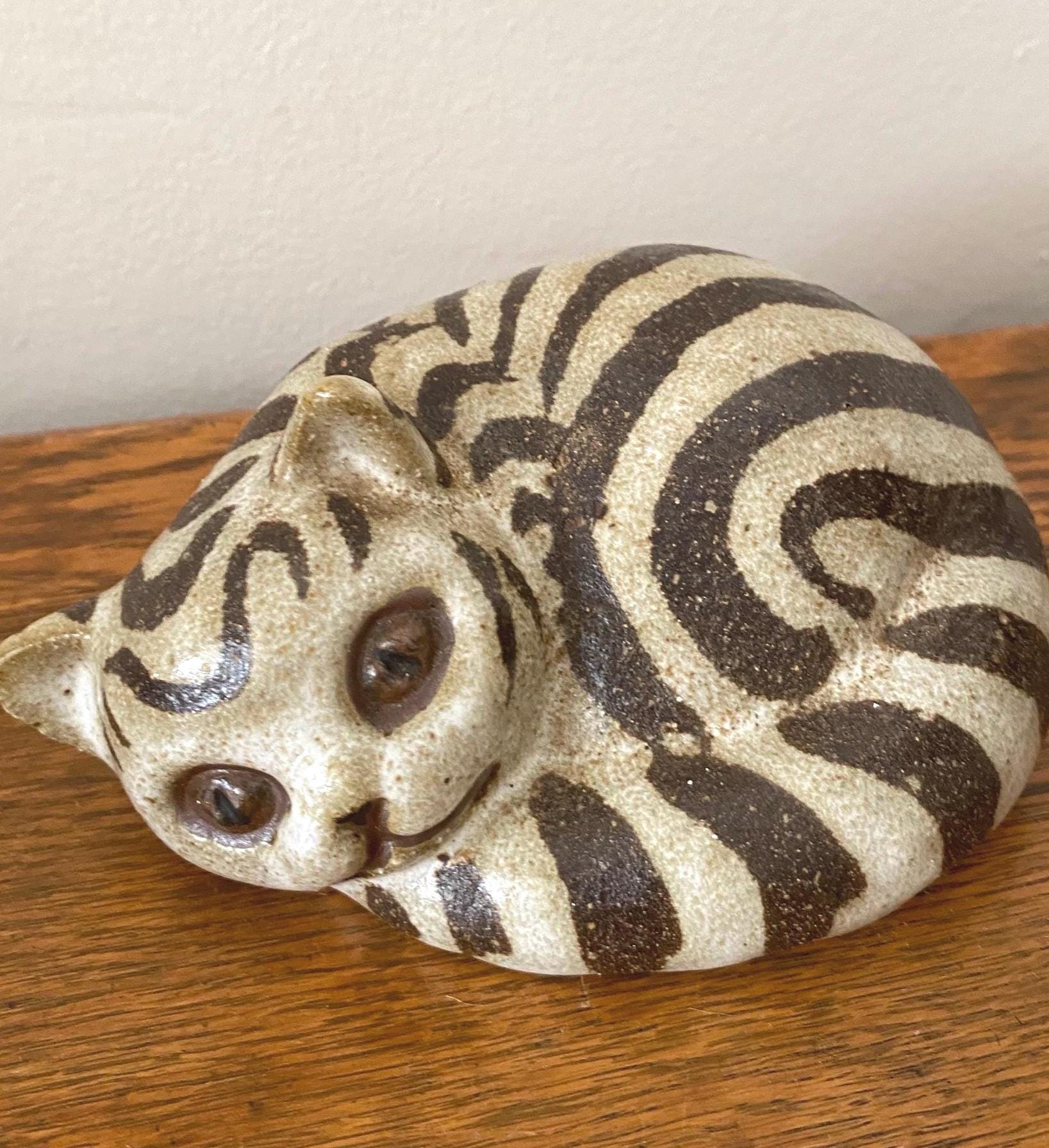 Andersen Design Mid-century Stoneware Striped Cat Figurines, PAIR, by ...