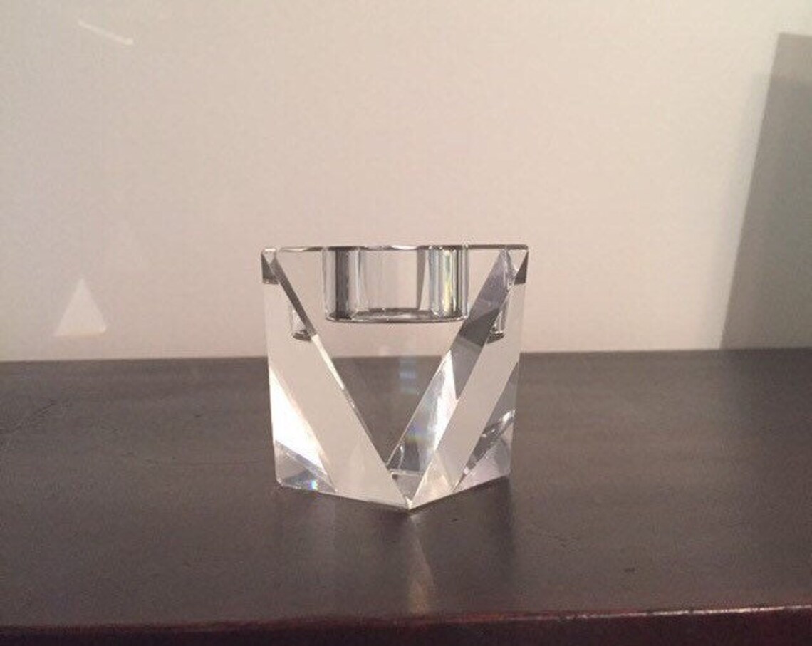 Oleg Cassini Crystal Candle Holder/prism Votive Candle - Etsy
