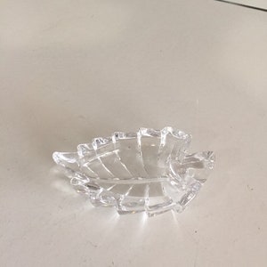 Crystal Glass Small Dish/lead Crystal Leaf Shaped Trinket Dish/ by ...
