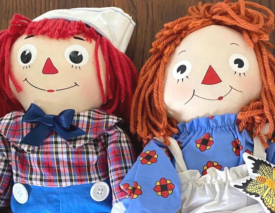 Dakin Raggedy Ann & Andy Dolls PAIR the Golden Butterfly Doll /wishing ...