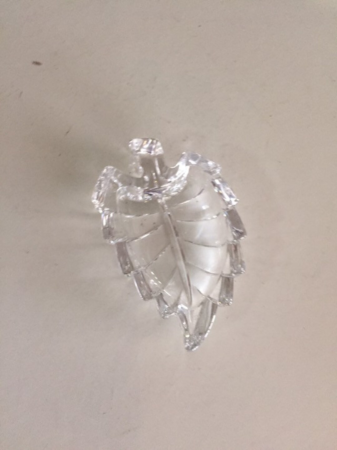 Crystal Glass Small Dish/lead Crystal Leaf Shaped Trinket Dish/ by ...