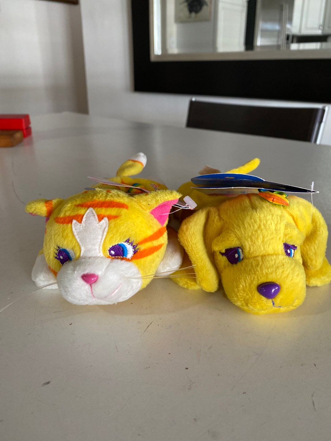 Lisa Frank Beanie Baby Sunflower Kitten and Candy Puppy / Plush Toy ...