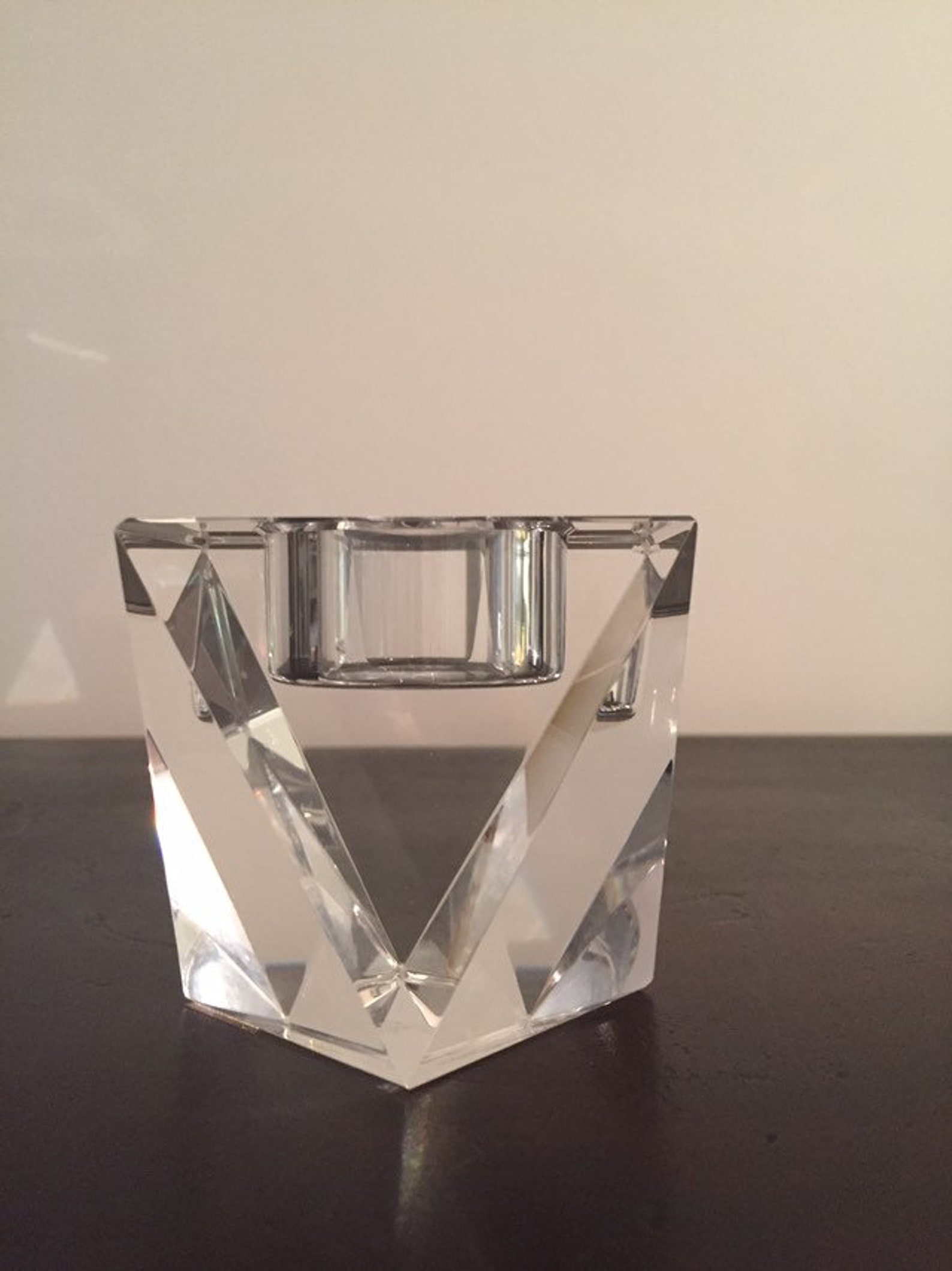 Oleg Cassini Crystal Candle Holder/prism Votive Candle - Etsy