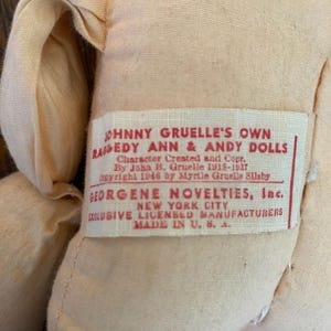 Raggedy Andy Doll, Georgene Novelities, RARE Myrtle Silsby Johnny ...