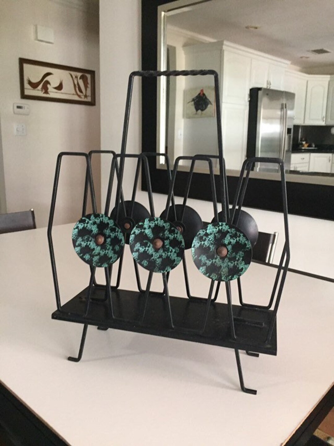 Magazine Rack /atomic Style Magazine Holder/industrial Newspaper Rack ...