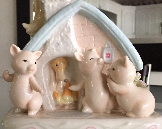 Three Little Pigs / Big Bad Wolf/ Porcelain Music Box by Gatormom13 - Etsy