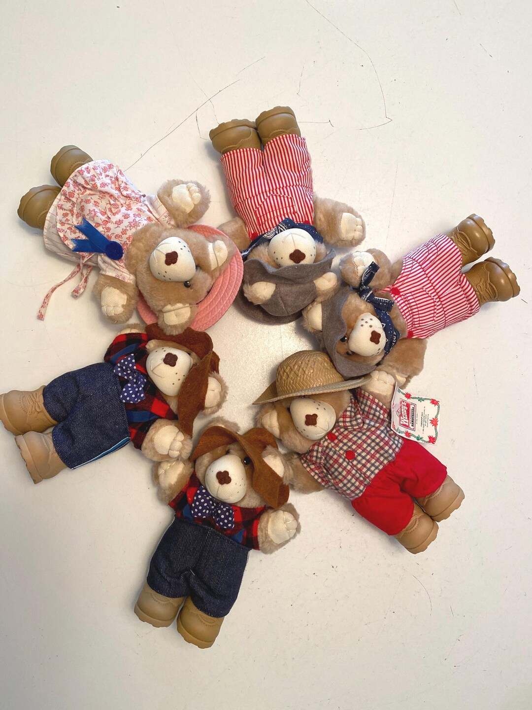 Furskins Bears SIX Wendys Plush Teddy Bears, Xavier Roberts, Wendy's ...