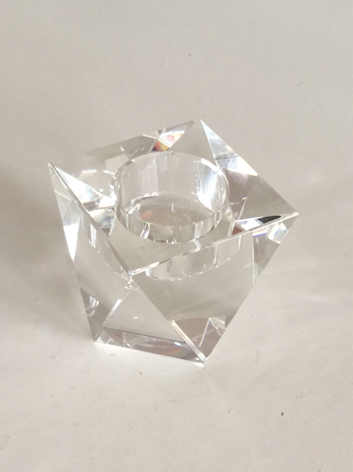 Oleg Cassini Crystal Candle Holder/prism Votive Candle - Etsy