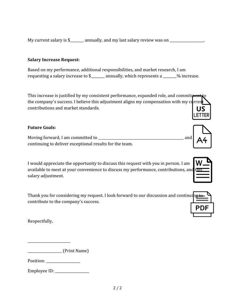 Salary Increase Request Letter Template Word & PDF - Raise Appeal ...