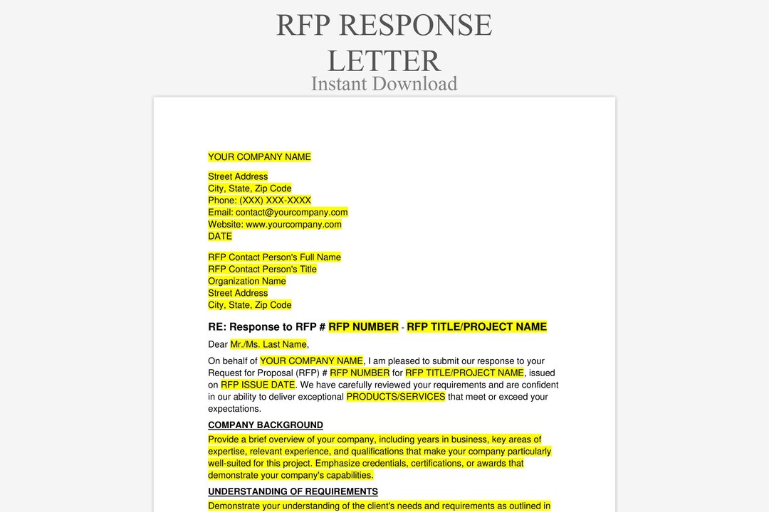 Request for Proposal Letter Template - Service Solicitation Template ...
