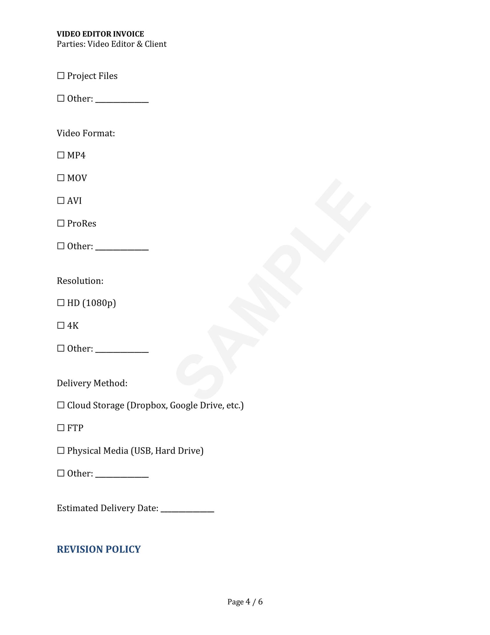 Video Editor Invoice, Post-production Template | Creative Business ...