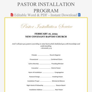 Pastor Installation Program Template - New Leader Sample | Church ...