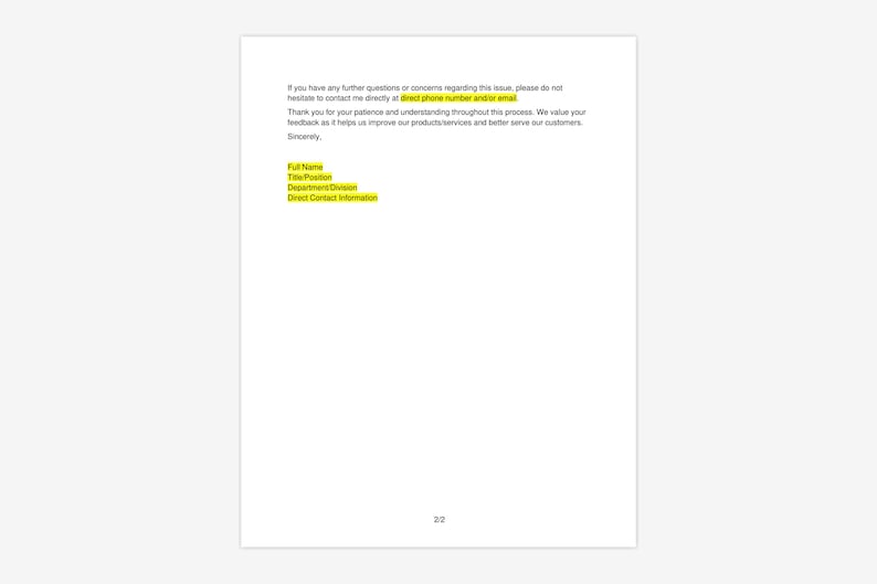 Customer Complaint Response Letter - Service Recovery Template ...