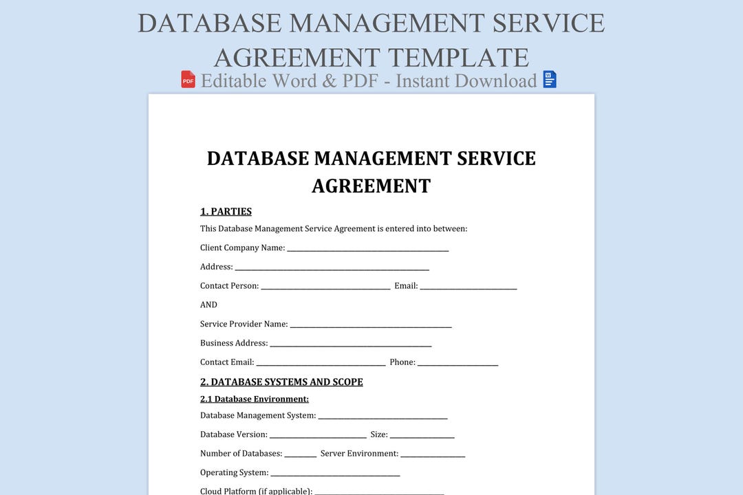 Database Management Contract Template - Database Contract, Manage Terms ...