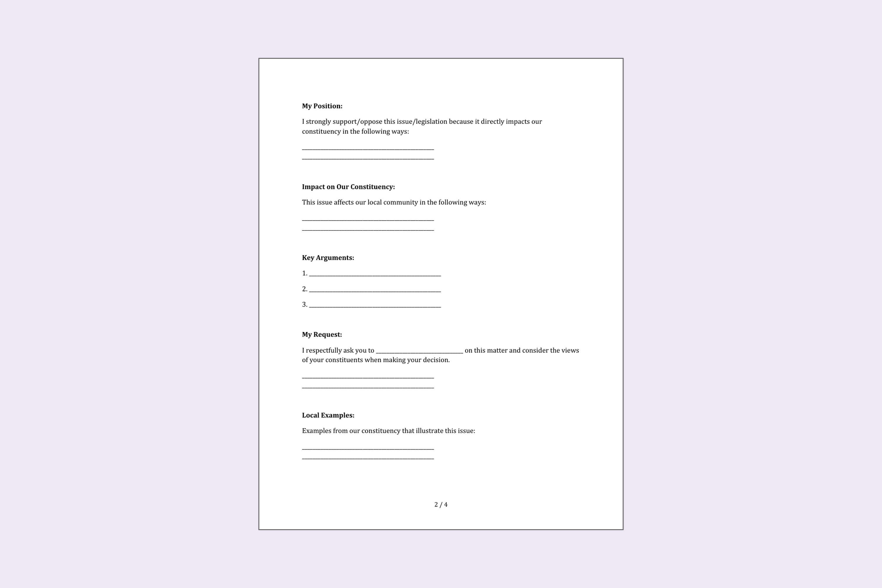 MP Letter Template Word PDF - Parliament Sample, Official Form, Contact ...