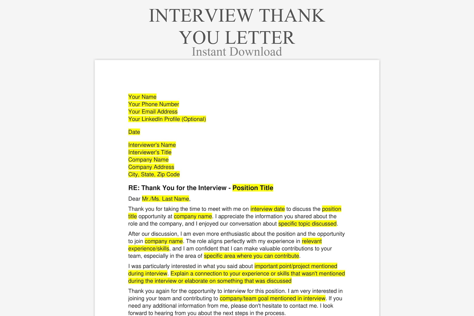 Interview Thank You Letter - Candidate Follow up Template | Hiring ...