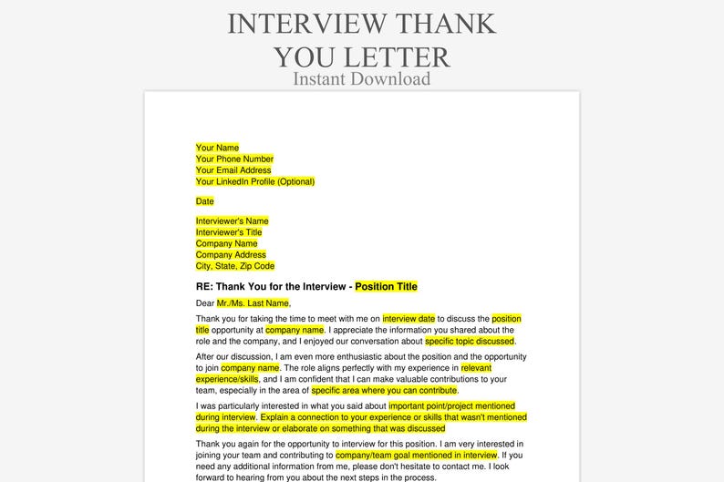 Interview Thank You Letter - Candidate Follow up Template | Hiring ...