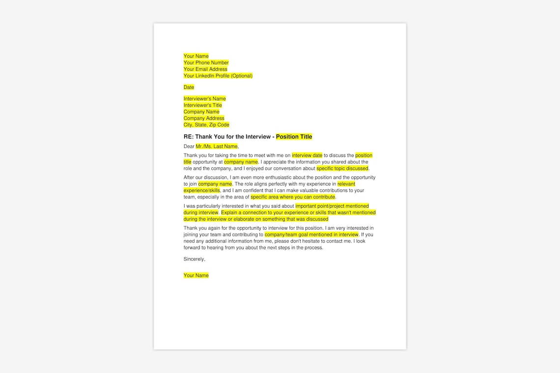 Interview Thank You Letter - Candidate Follow up Template | Hiring ...