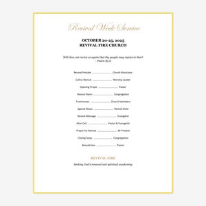 Revival Week Program Template - Spiritual Renewal Sample | Church ...