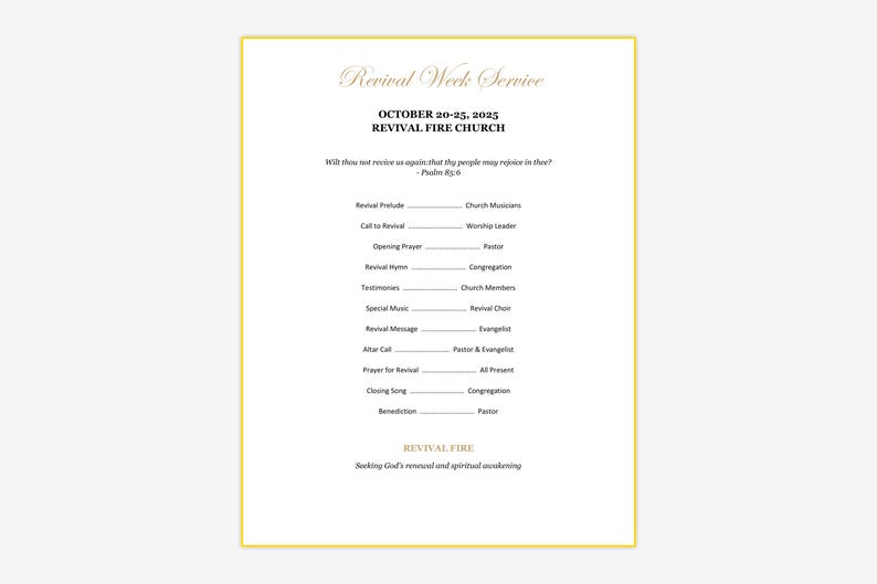 Revival Week Program Template - Spiritual Renewal Sample | Church ...