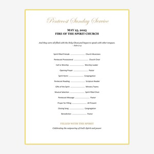 Pentecost Sunday Program Template - Holy Spirit Sample | Church Program ...