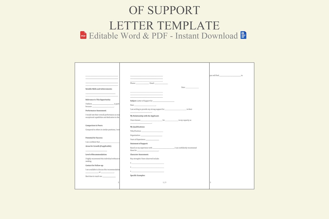 Letter of Support Template - Support Letter, Official Letter, Endorse ...