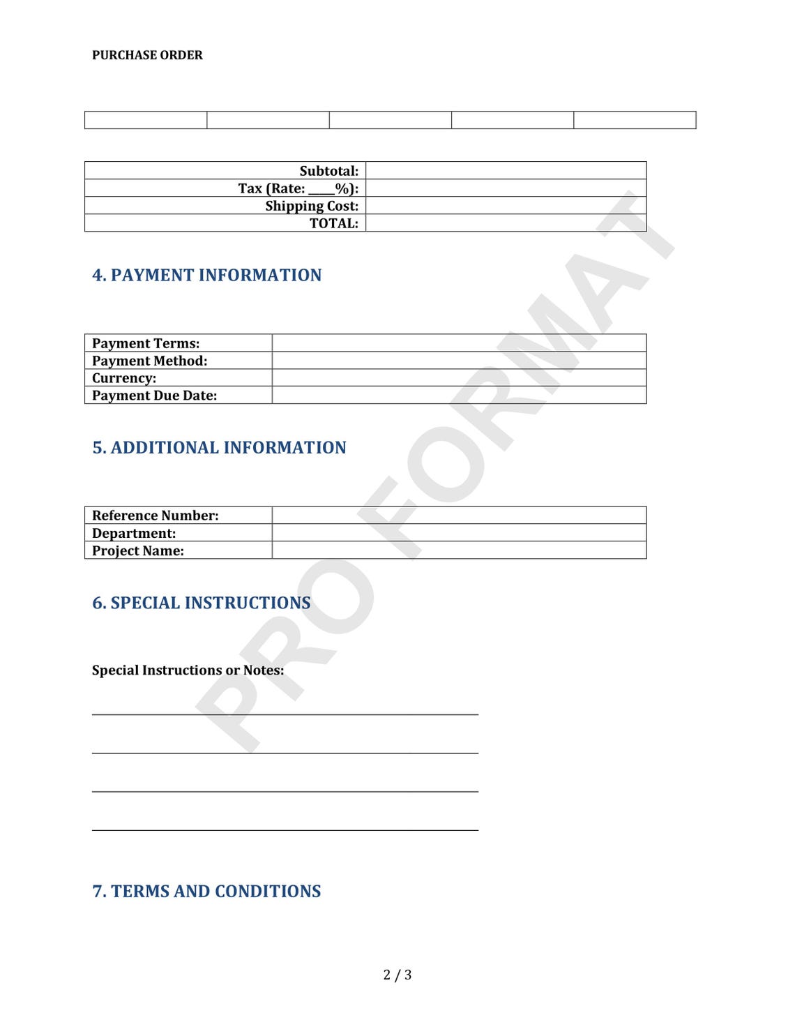 Purchase Order Form Template, Procurement Form, Buying Request ...