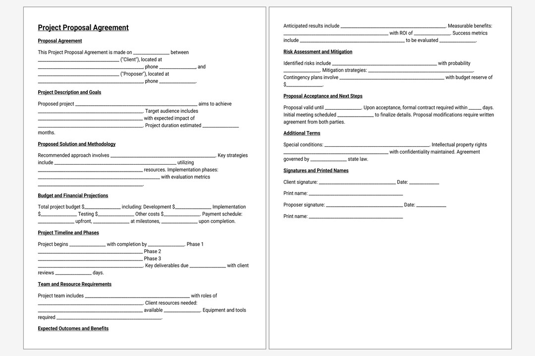 Project Proposal Contract, Work Proposal Agreement, Service Pitch Terms ...