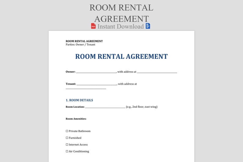 Room Rental Agreement - Shared Space Template | Housing Forms ...