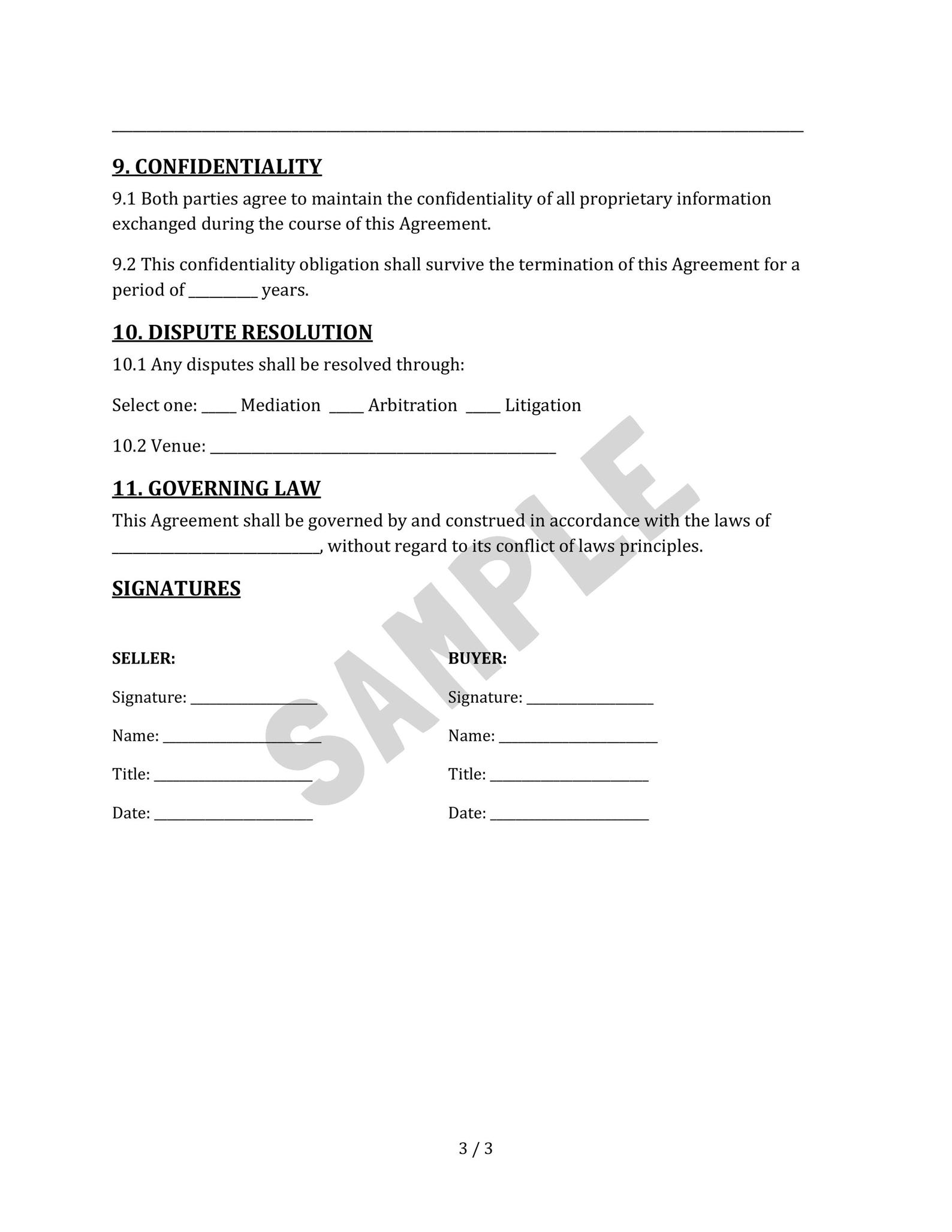 Sales Agreement - Product Purchase Template | Business Forms ...