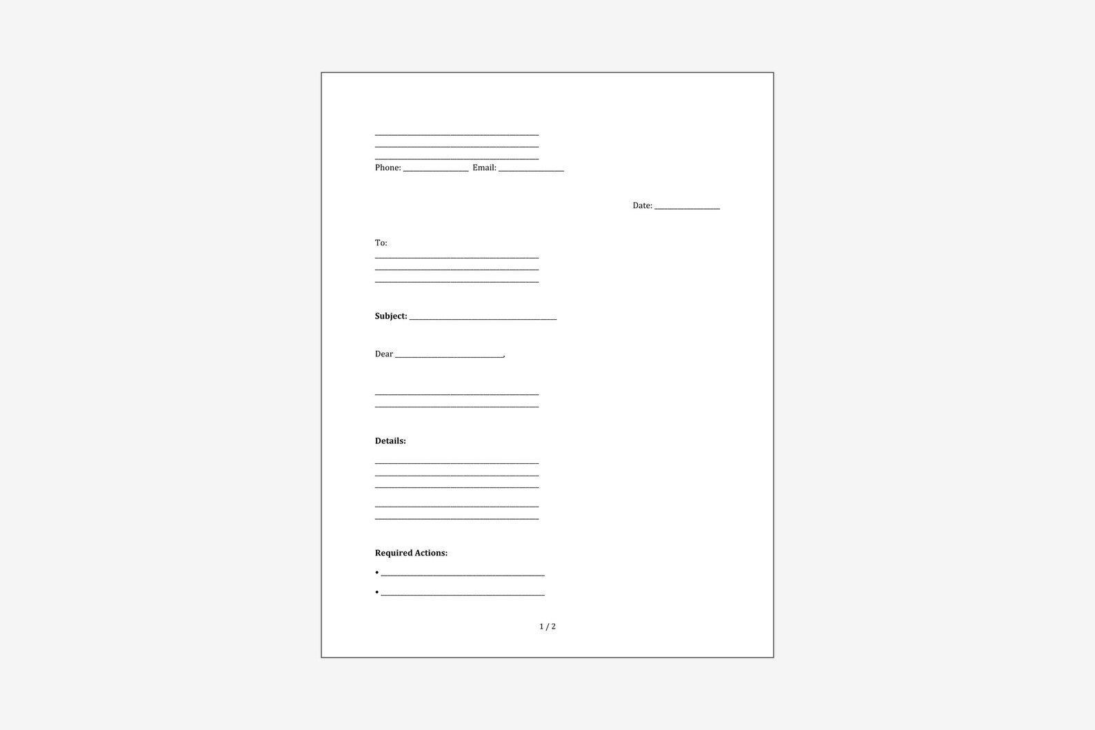Editable Business Letter Template - Etsy