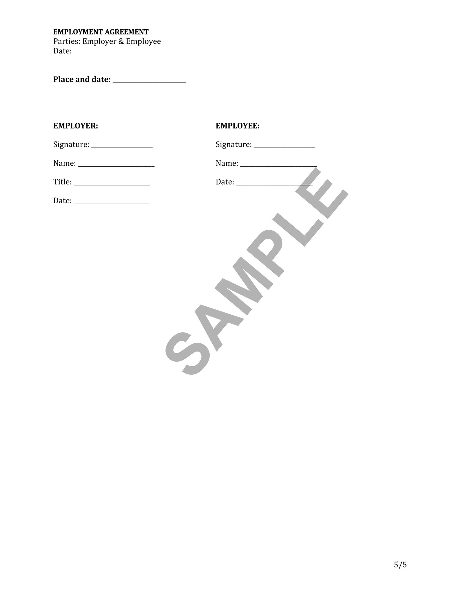 Editable Employment Agreement Template - Customizable Word & PDF for ...
