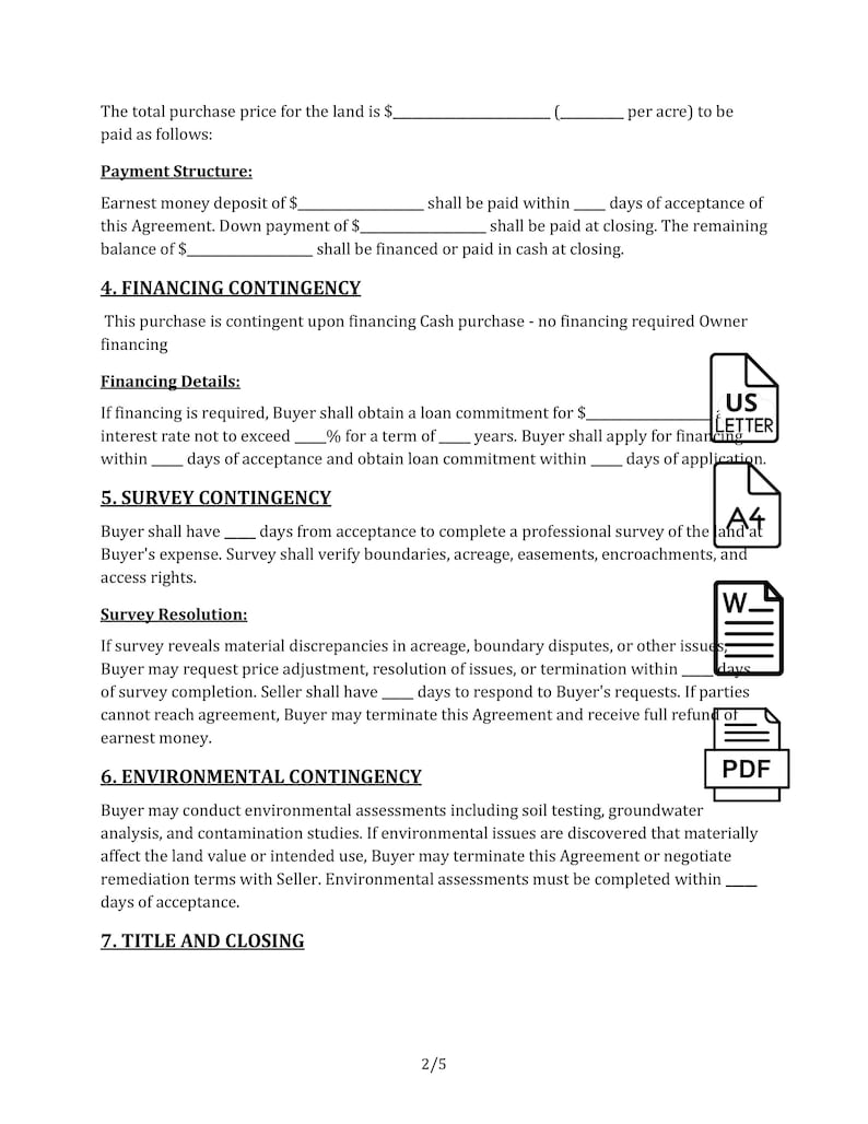 Land Purchase Agreement Template | Land Purchase Contract, Buy Land ...