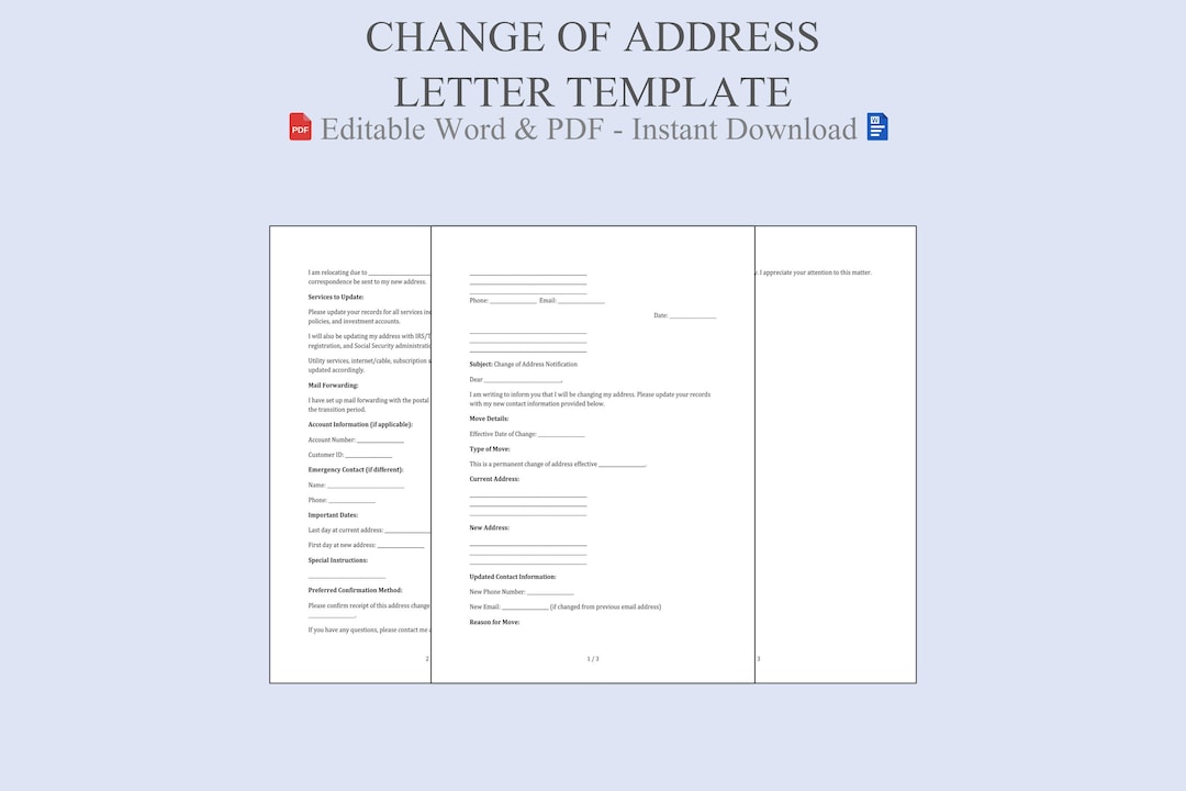Address Change Notification Template | Relocation Letter Sample ...