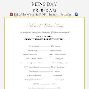 Men's Day Program Template - Etsy
