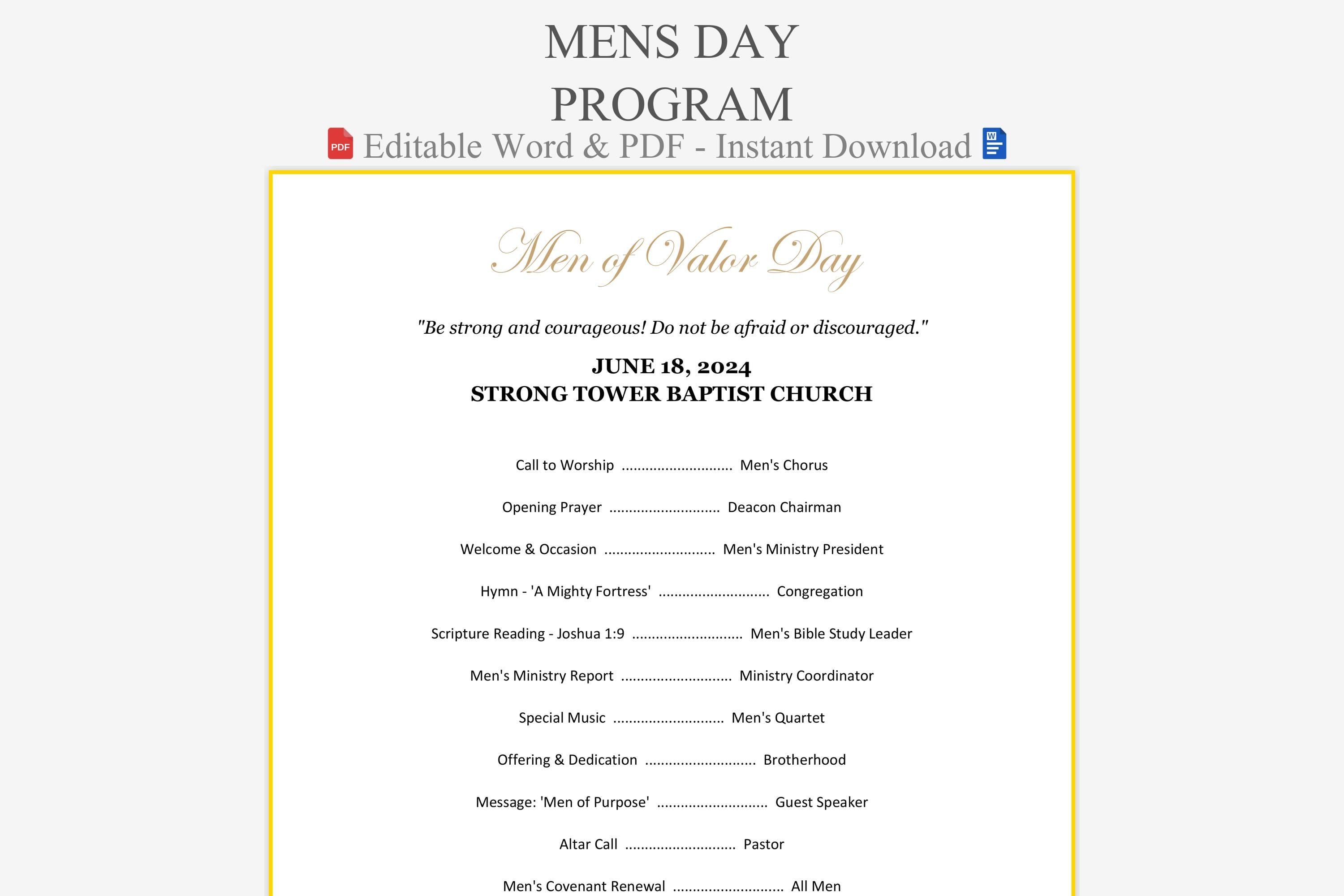 Men's Day Program Template - Etsy