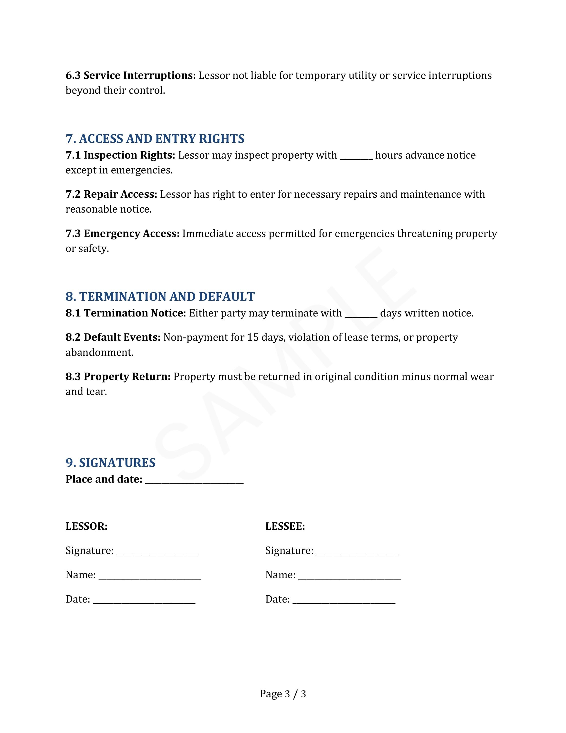 Lease Agreement Between Two Parties Template - PDF and Word Download - Etsy
