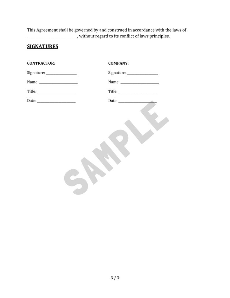 Independent Contractor Agreement - Freelance Work Template | Business ...