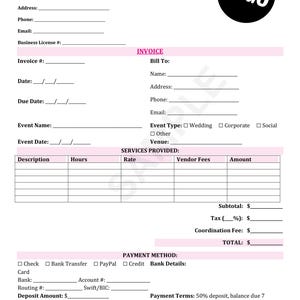 Event Planning Services Invoice Template - Etsy