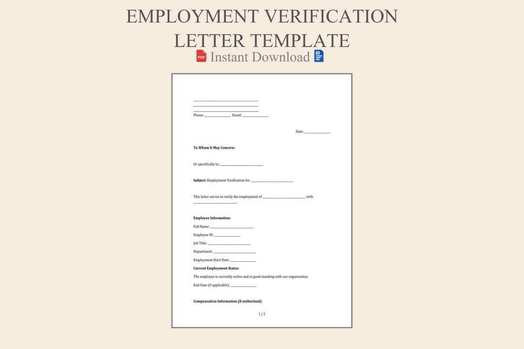 Employment Verification Letter - Job Confirmation Template | HR Forms ...
