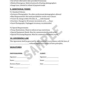 Pre Filled Photography Services Agreement - Photo Shoot Contract ...
